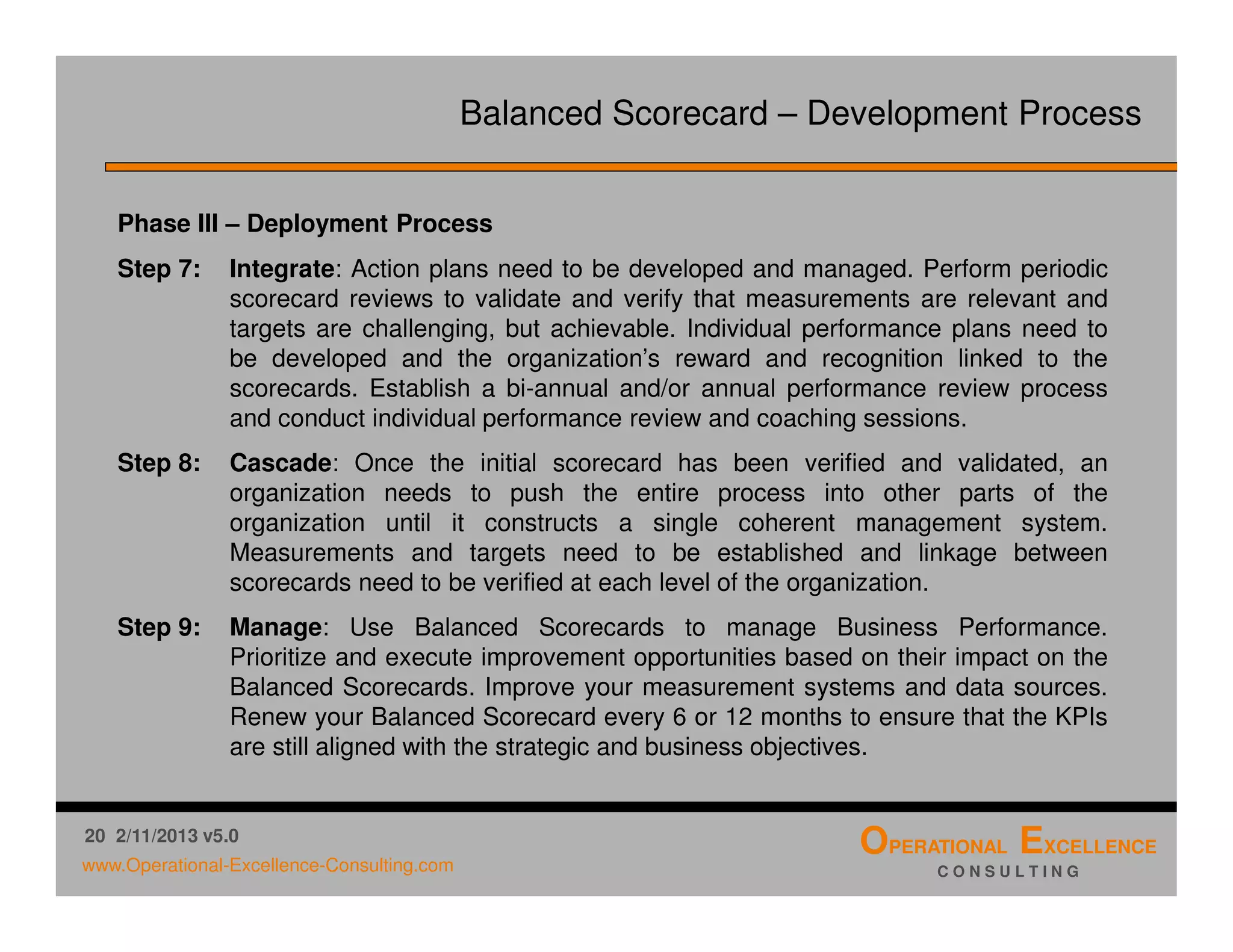 Balanced Scorecard Deployment Process Training Module | PDF