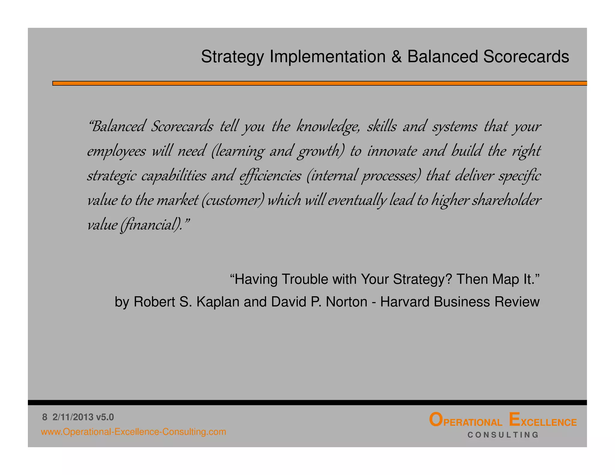 Balanced Scorecard Deployment Process Training Module | PDF