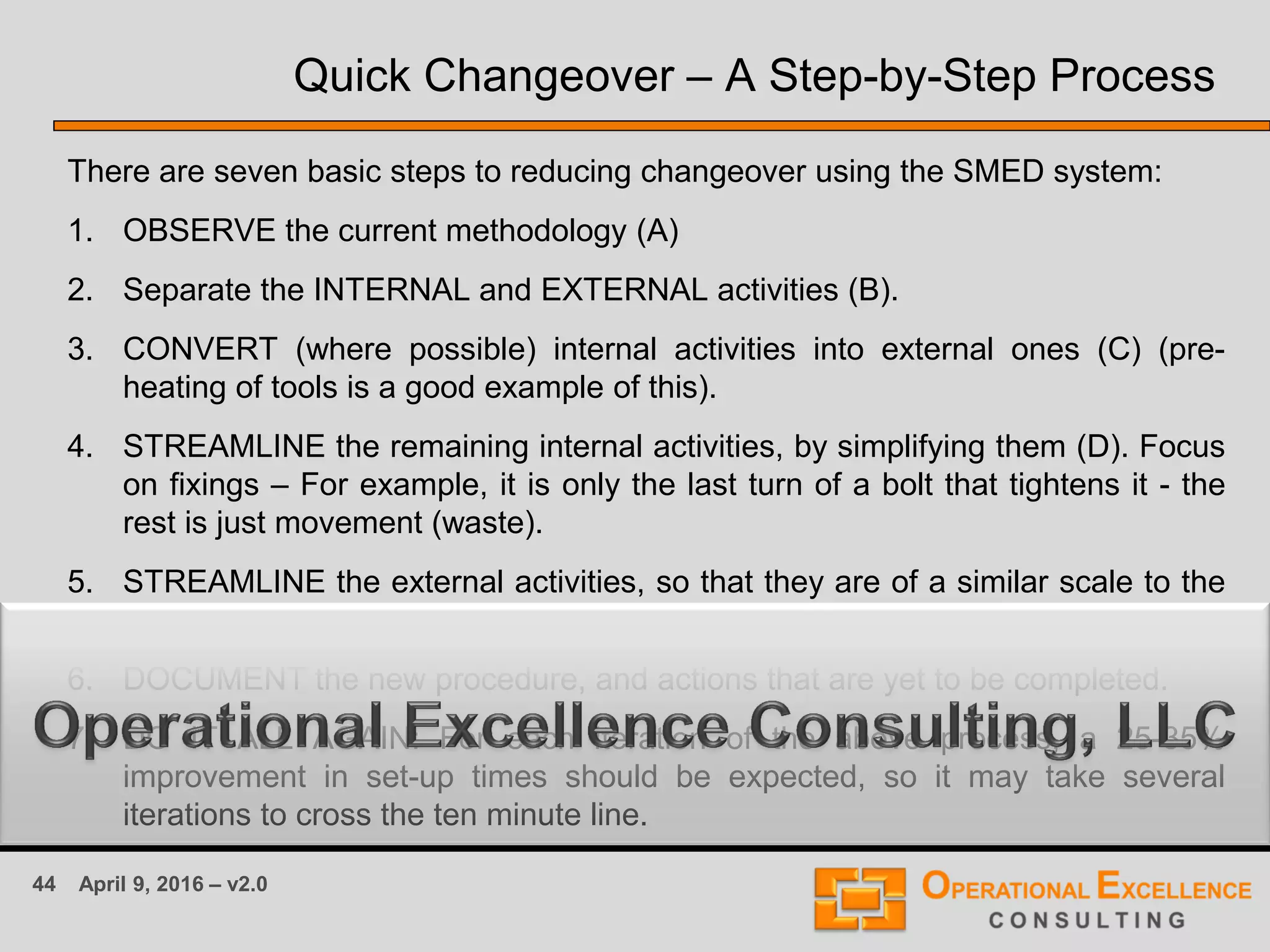 Lean Quick Changeover (SMED) Training Module | PDF
