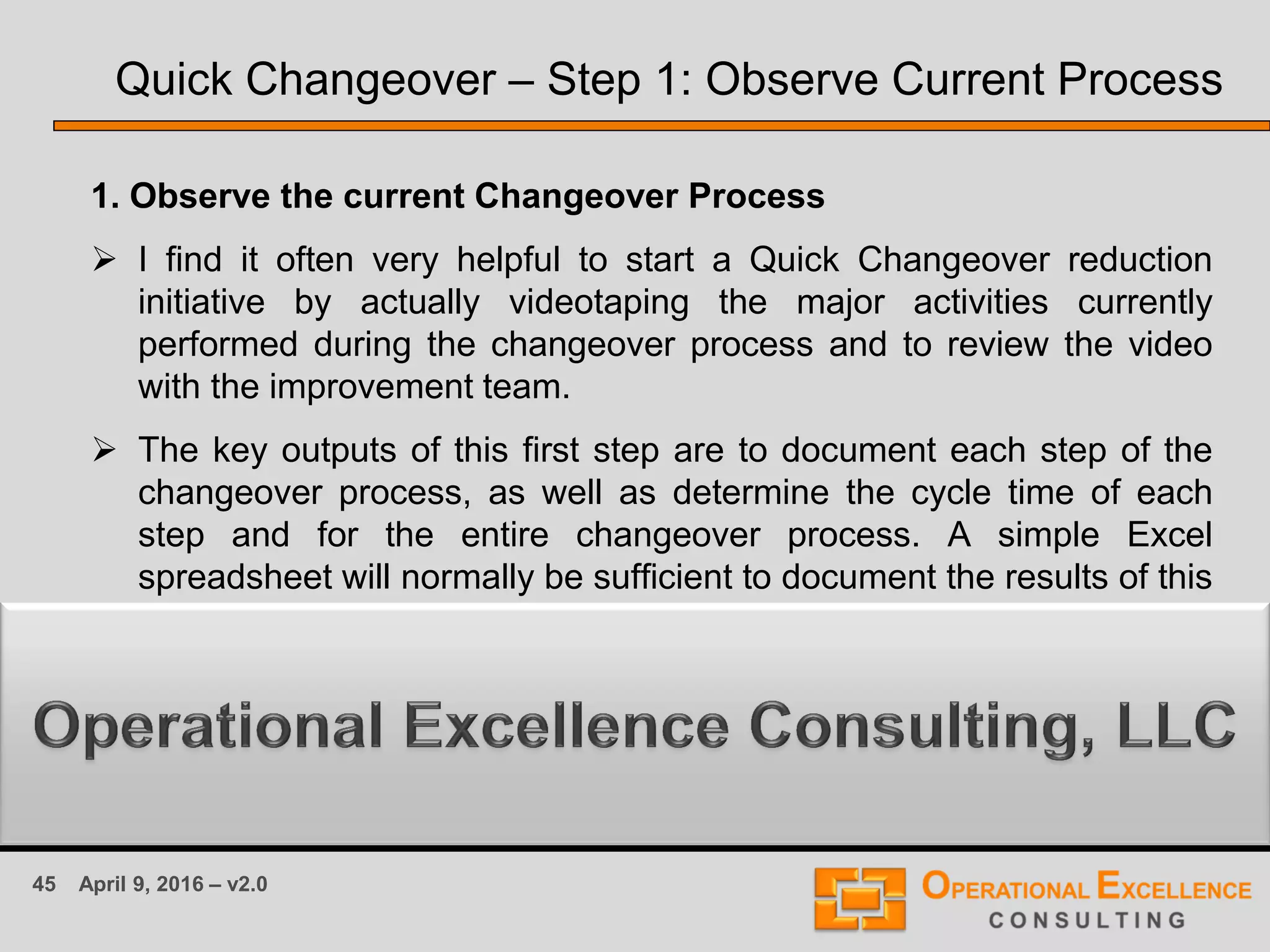 Lean Quick Changeover (SMED) Training Module | PDF