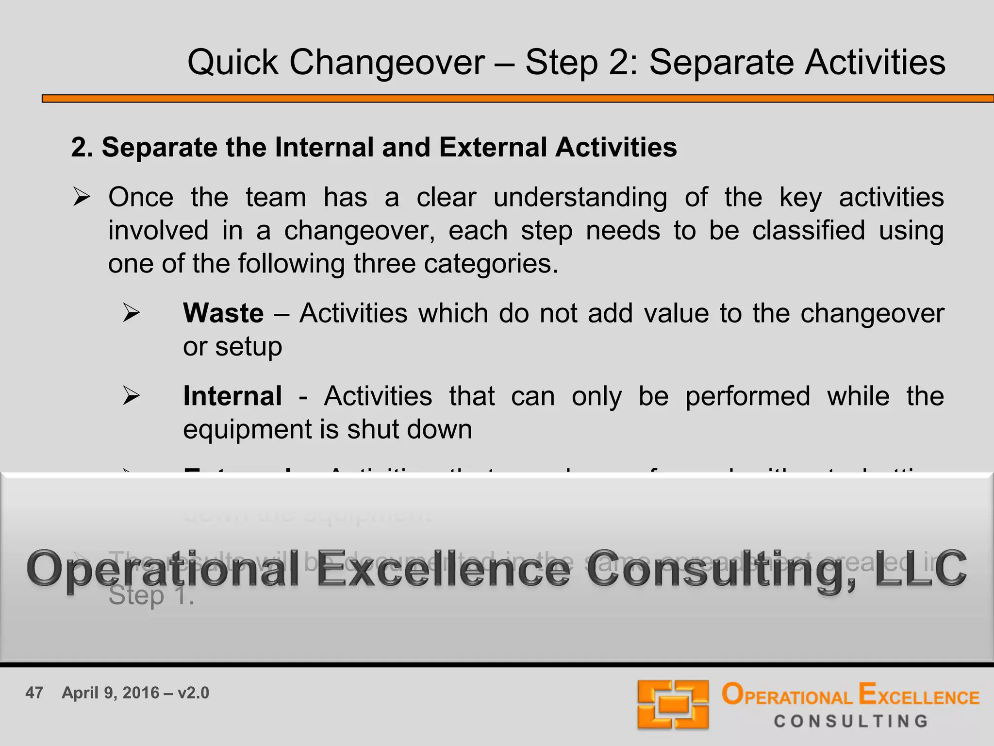Lean Quick Changeover (SMED) Training Module | PDF