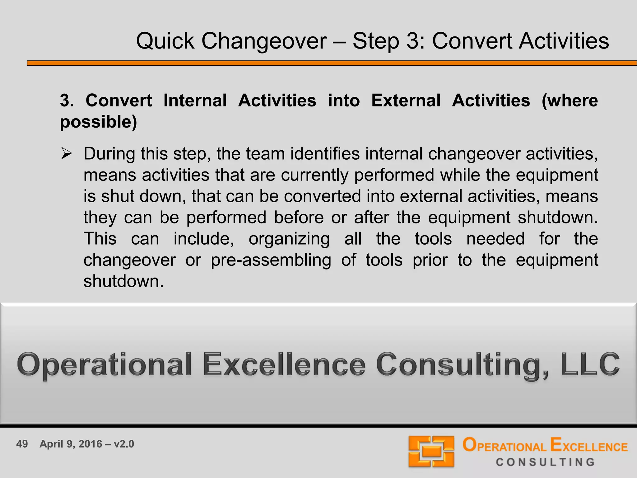 Lean Quick Changeover (SMED) Training Module | PDF