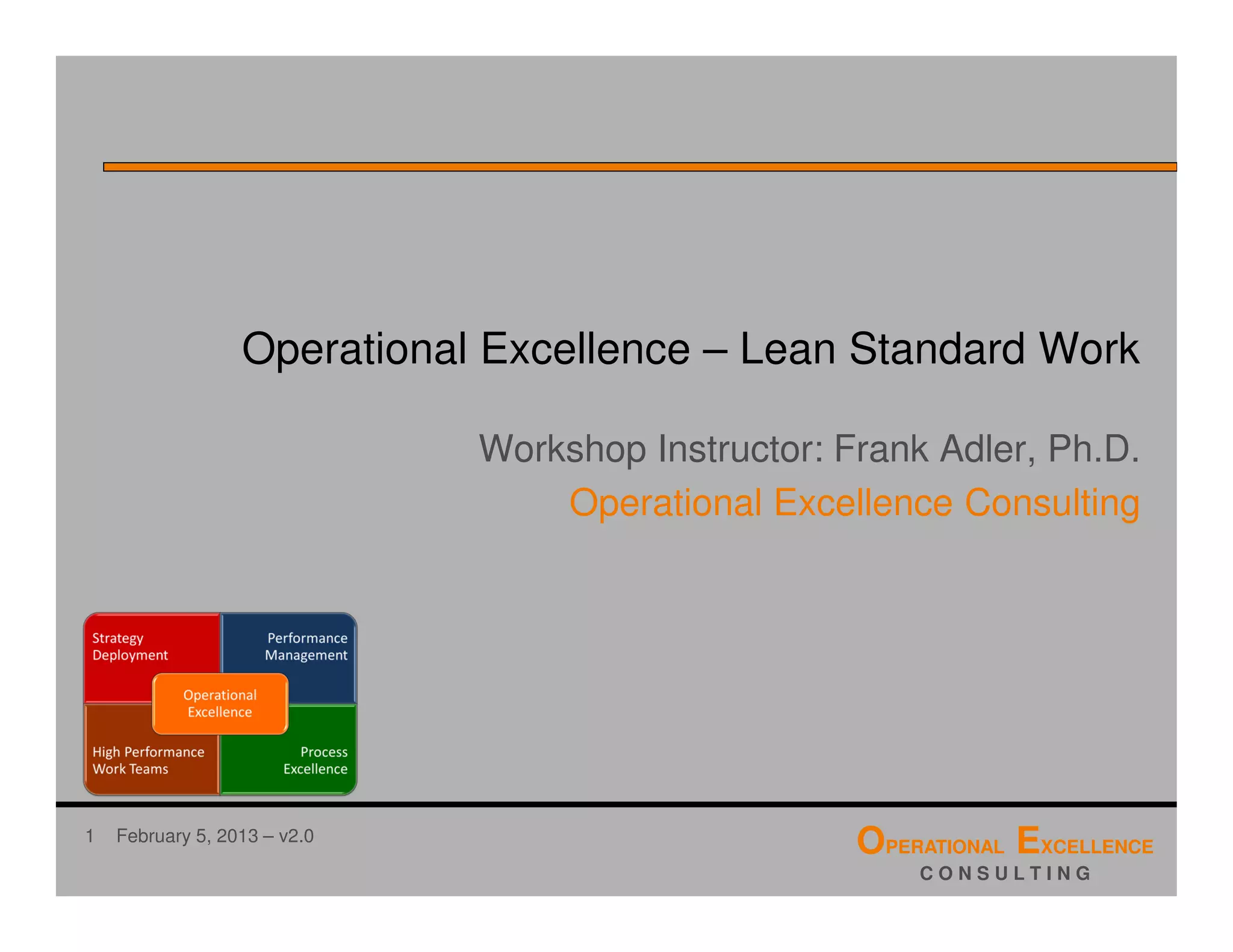 Lean Standard or Standardized Work Training Module | PDF