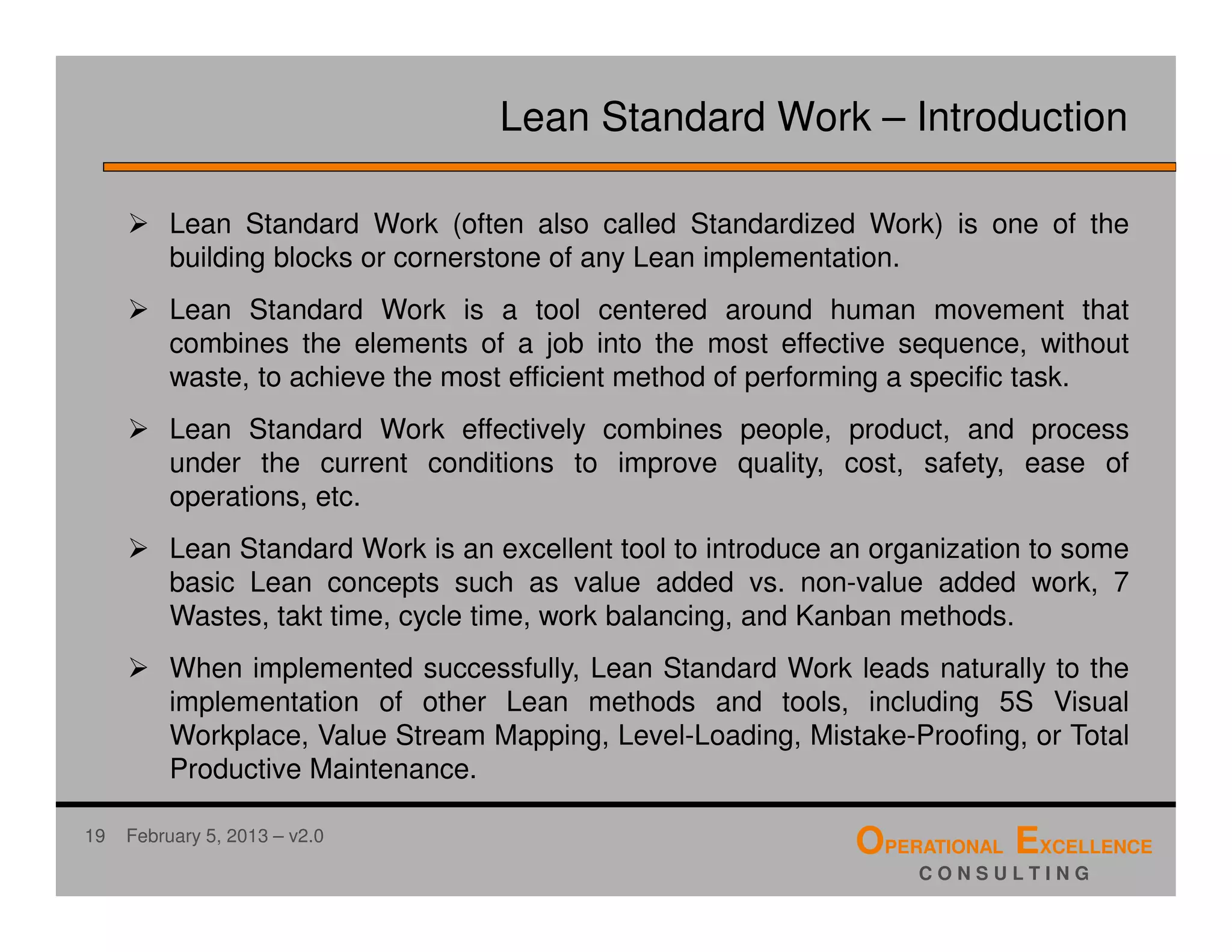 Lean Standard or Standardized Work Training Module | PDF