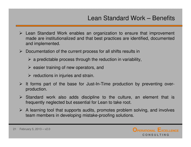 Lean Standard or Standardized Work Training Module | PDF ...