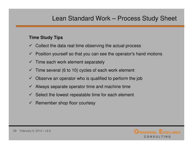 Lean Standard or Standardized Work Training Module | PDF ...