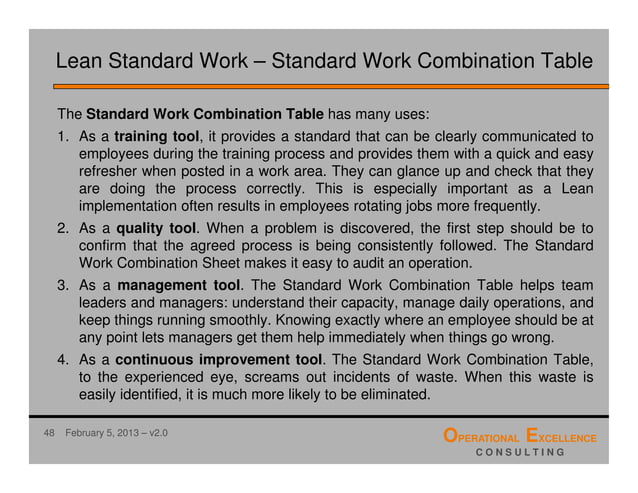 Lean Standard or Standardized Work Training Module | PDF ...
