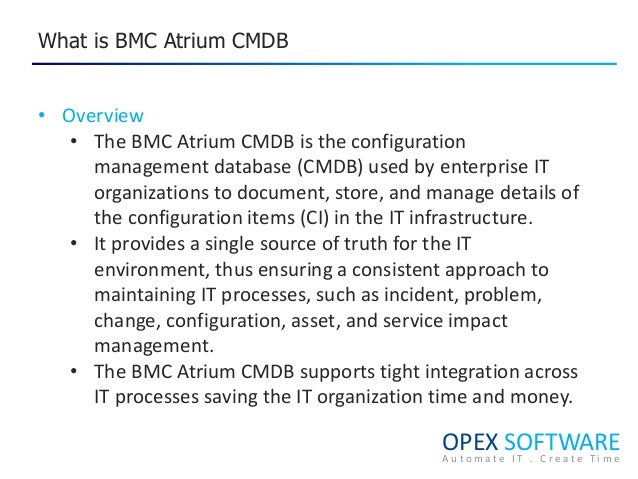 Integrating With Bmc Cmdb Opex Software