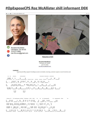 #Op exposecps roz mcallister shill informant d0x | PDF