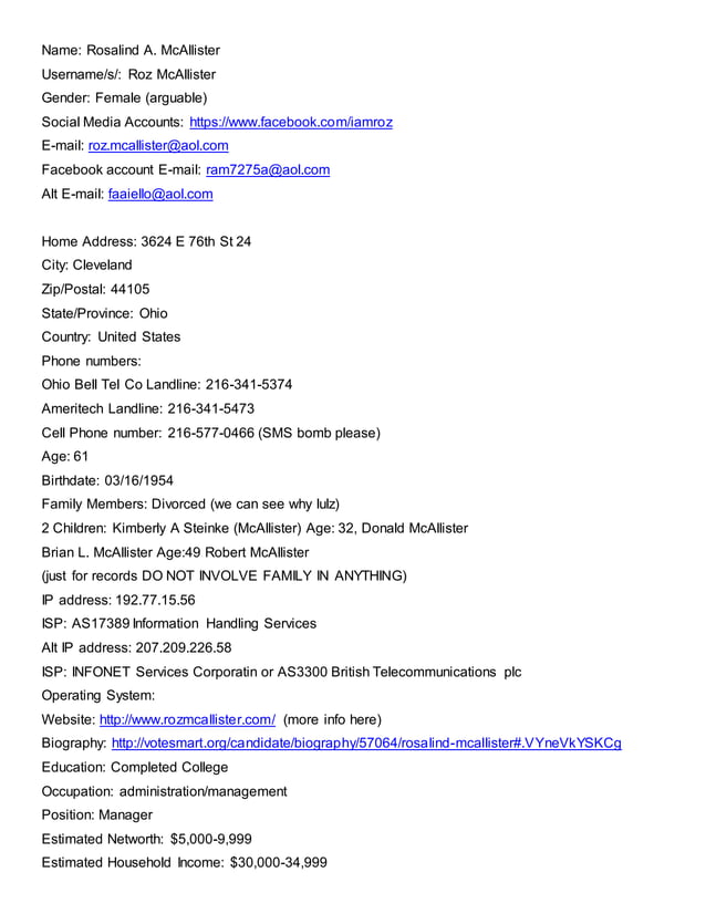 #Op exposecps roz mcallister shill informant d0x | PDF