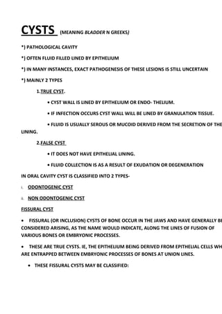 fissural cyst or developmental cyst | ODT