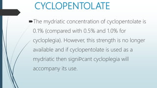 Ophthalmic diagnostic medications | PPTX
