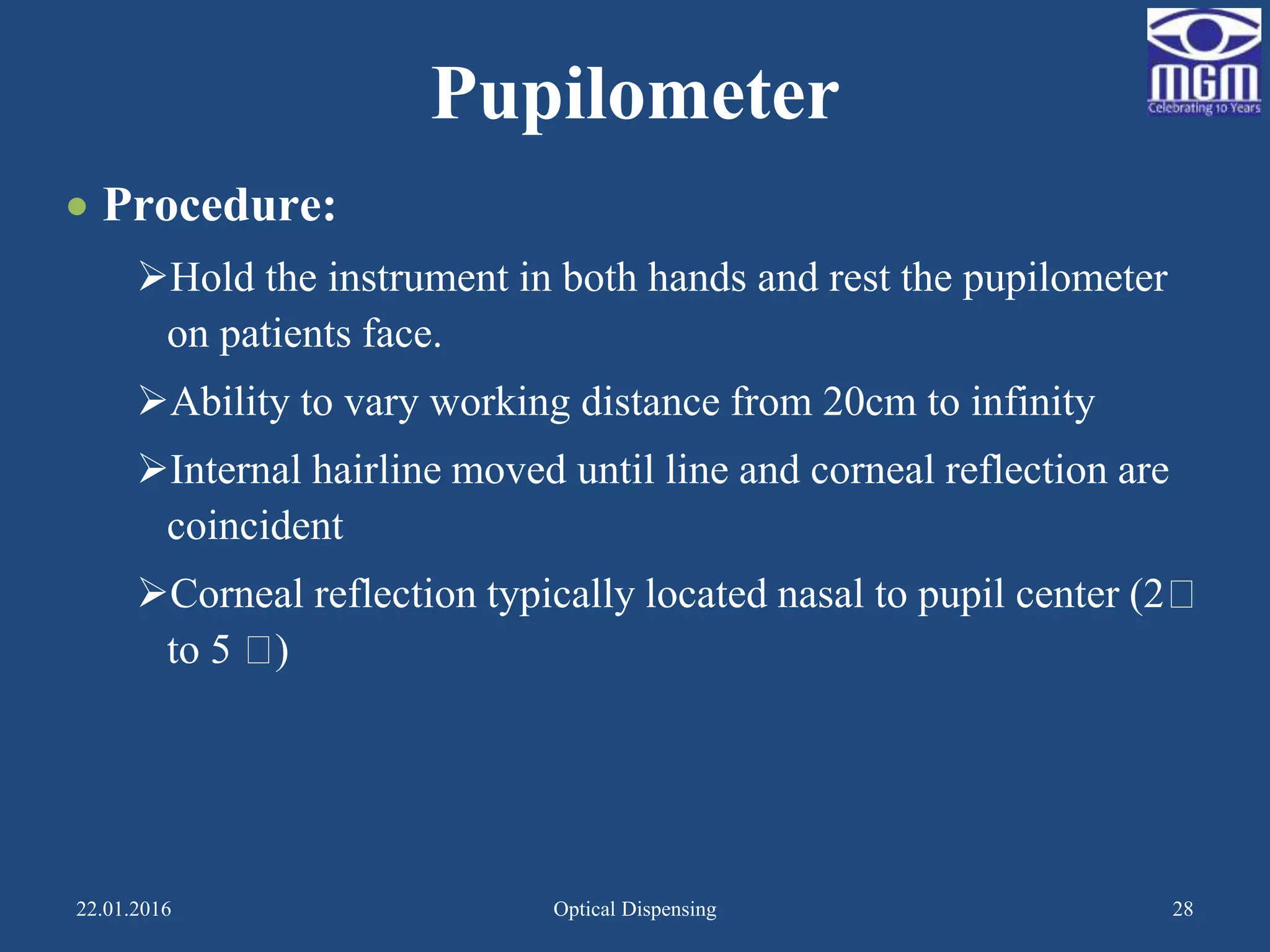 Ophthalmic dispensing | PPTX