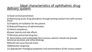 Ophthalmic drug delivery system :Challenges and Approaches. | PPTX