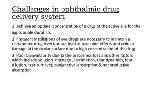 Ophthalmic drug delivery system :Challenges and Approaches. | PPTX