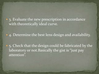 Ophthalmic lens design | PPTX