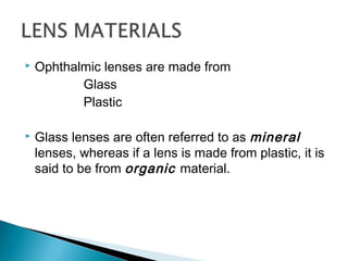 Ophthalmic lens material and design | PPT