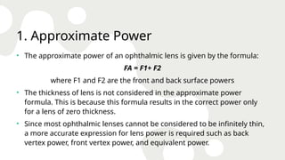 Ophthalmic lens power and form presentation | PPTX