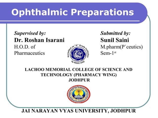 Ophthalmic preparations2 | PPT