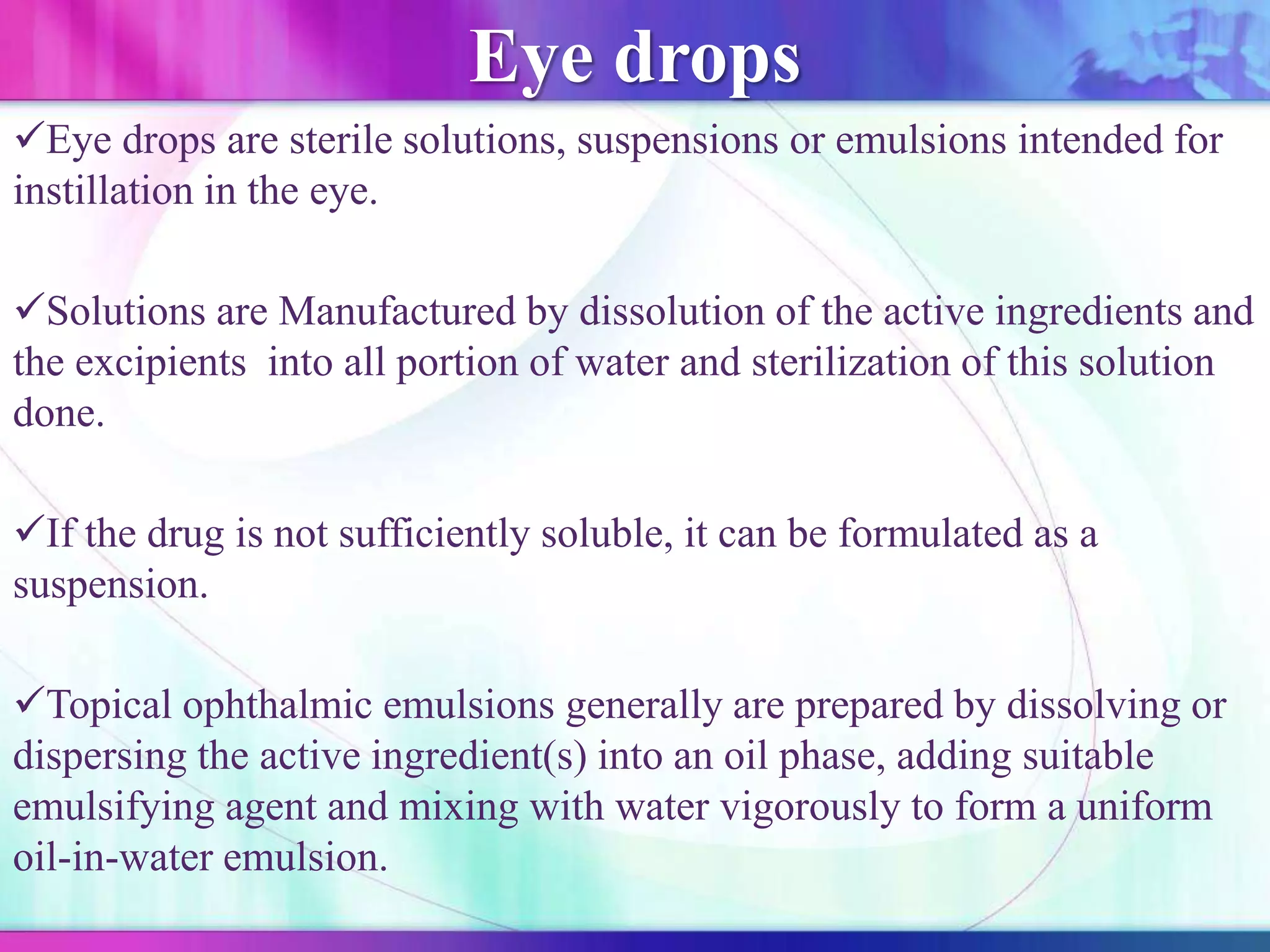 Ophthalmic dosage form: eye drops & ointment | PPTX