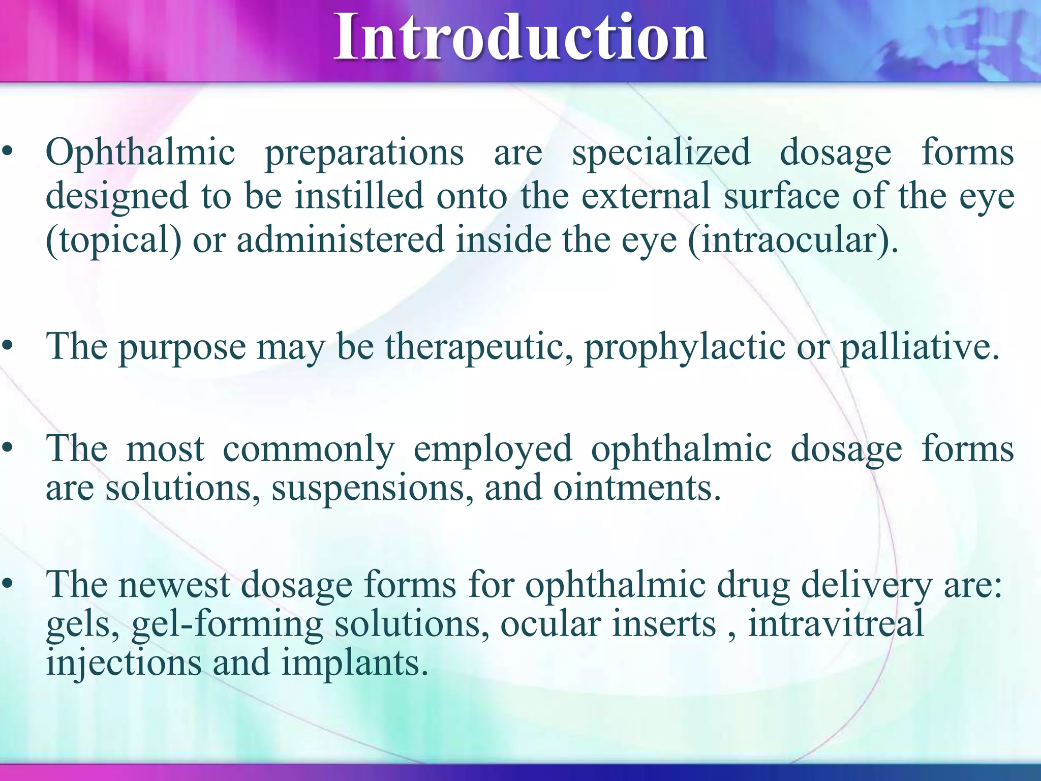 Ophthalmic dosage form: eye drops & ointment | PPTX