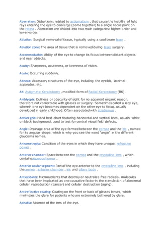 Ophthalmo glossary | DOCX