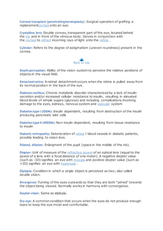 Ophthalmo glossary | DOCX