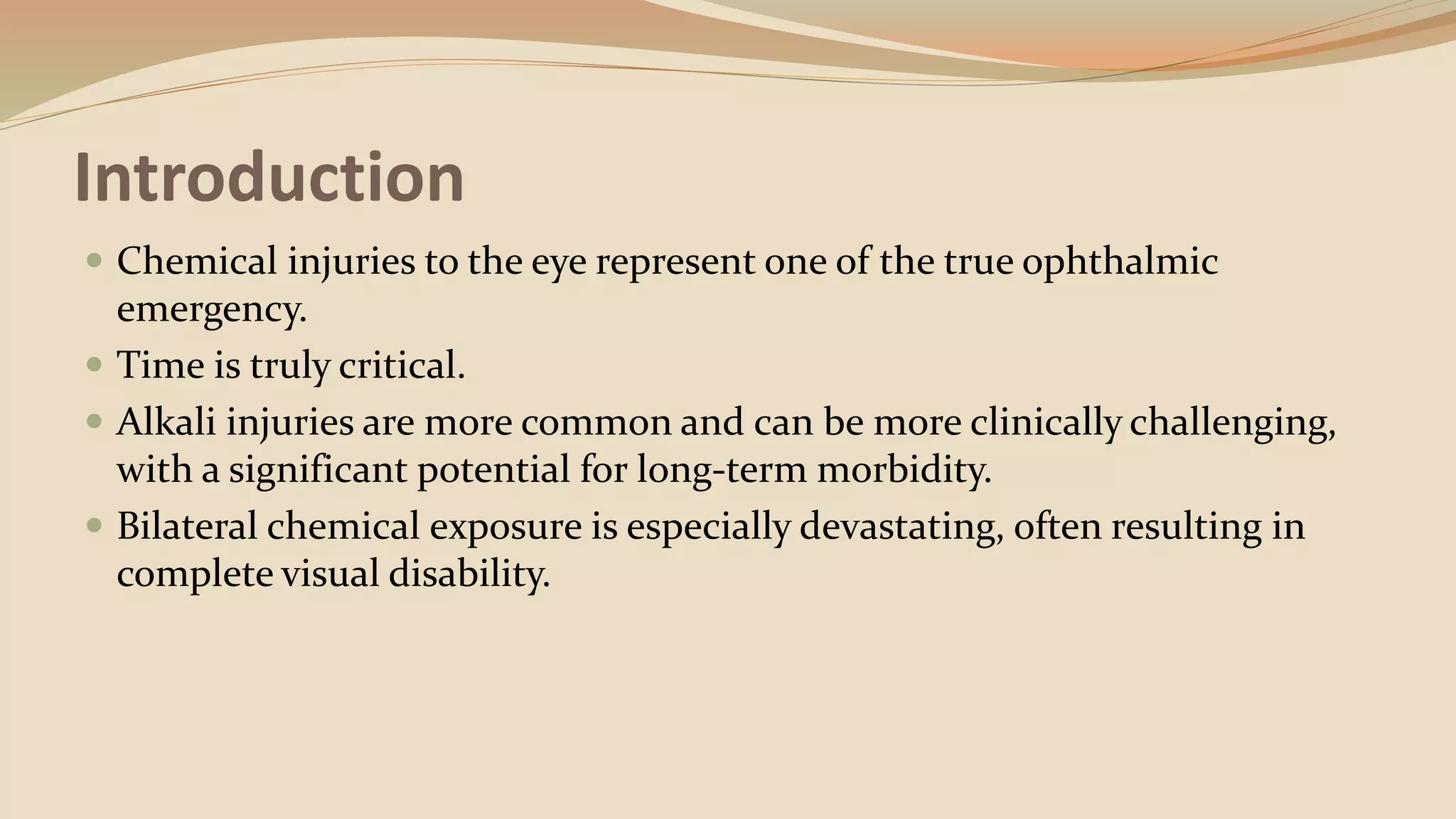 Ophthalmologic approach to chemical burns | PPTX