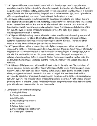 Ophthalmology assessment questions & answers | DOCX