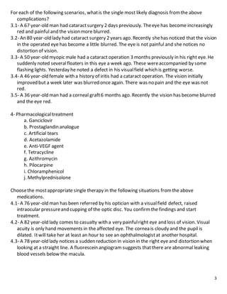 Ophthalmology assessment questions & answers | DOCX