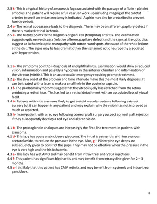 Ophthalmology assessment questions & answers | DOCX