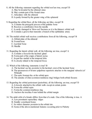 Ophthalmology basic science MCQs & Answers | DOCX