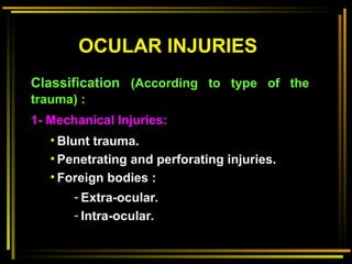 Ophthalmologyblunt ocular truma lecture.ppt