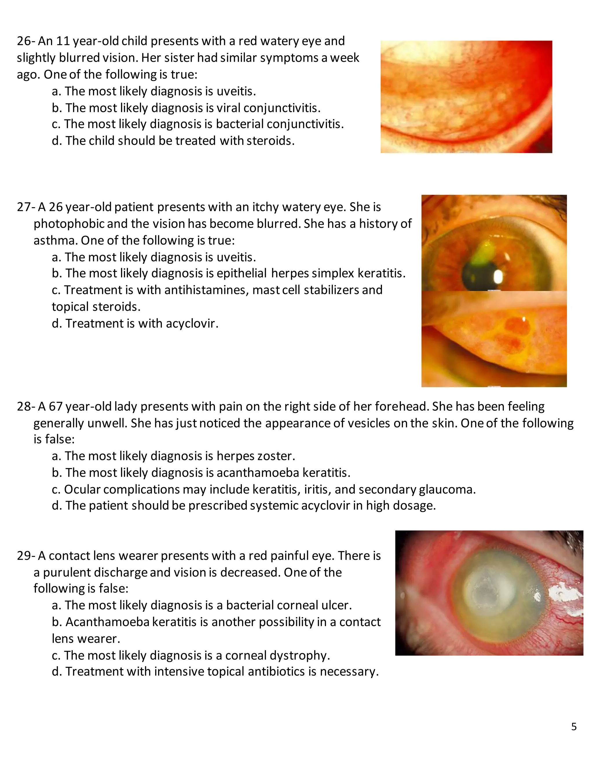 Ophthalmology notes MCQs & Answers | DOCX