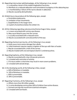 Ophthalmology notes MCQs & Answers | DOCX