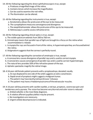 Ophthalmology notes MCQs & Answers | DOCX