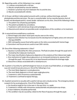 Ophthalmology notes MCQs & Answers | DOCX