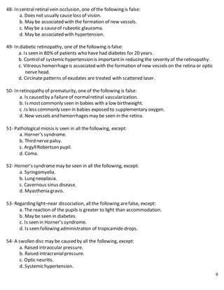 Ophthalmology notes MCQs & Answers | DOCX