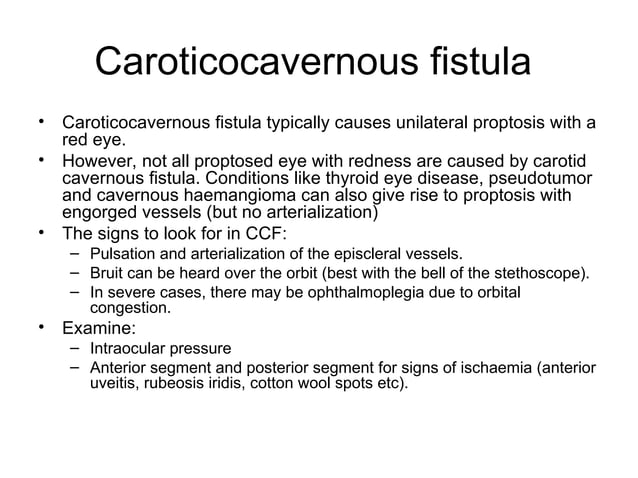 Ophthalmology quick Quiz - caroticocavernous fistula.ppt