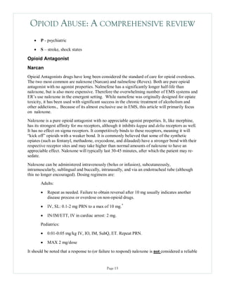 Opiods: An Overview fo Prehospital Providers | PDF