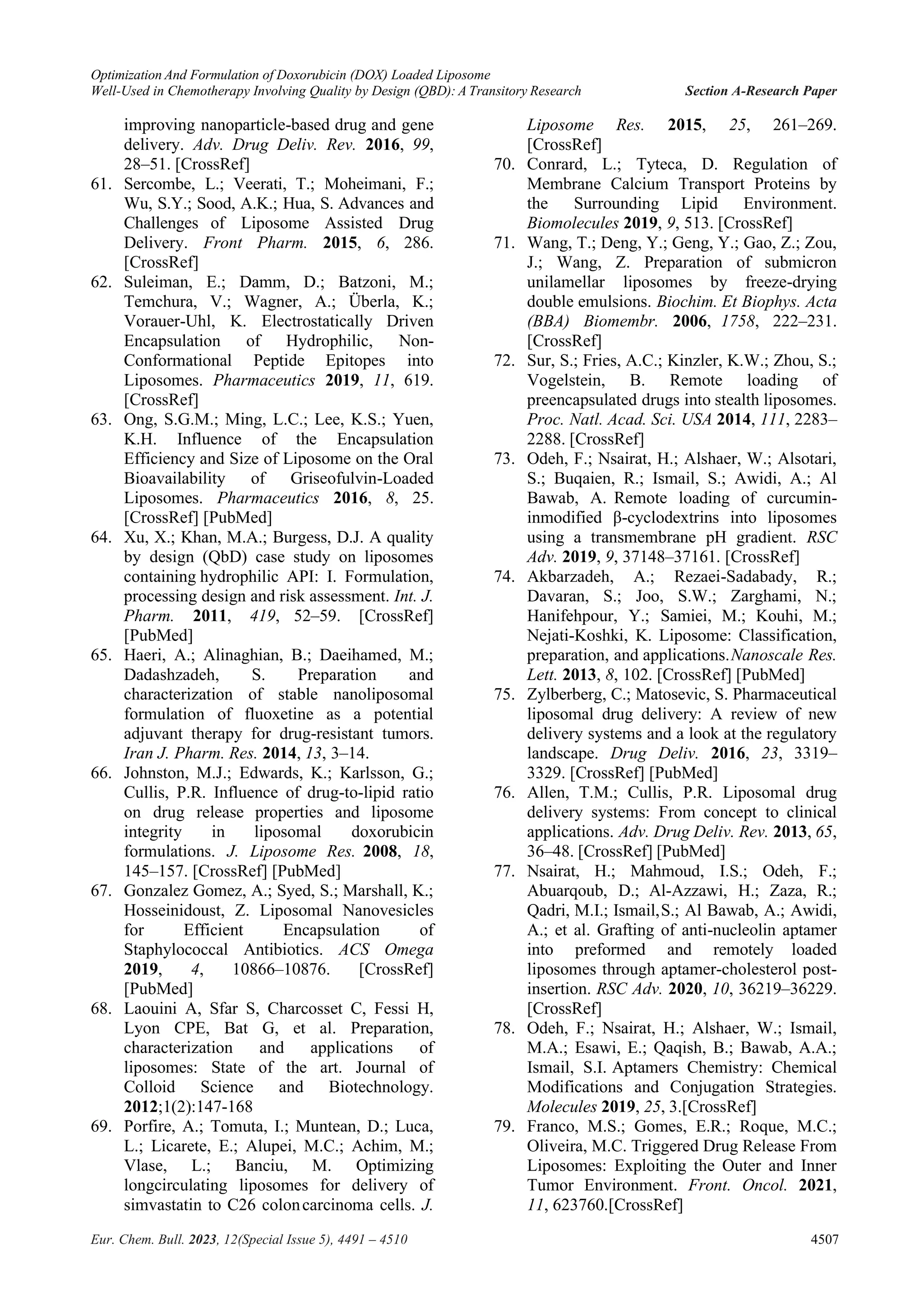 Research Article Published: "Optimization and formulation of dox loaded ...