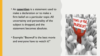 Opinion-and-assertion.pptx grade 10 info | PPTX