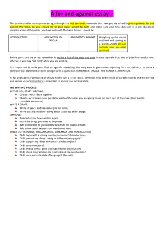 Opinion and for and against essay for ss1 | DOCX | Educational ...