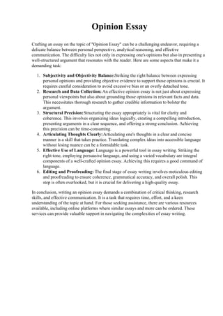 Opinion Essay. University of Saint Joseph CT | PDF