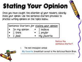 Opinion Essay Lessons | PPT