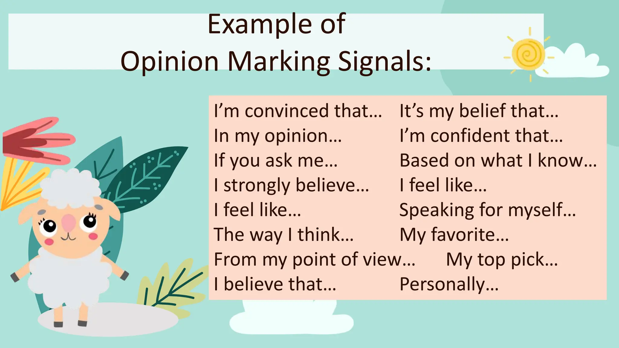 ENGLISH 8 QUARTER 2 Opinion Marking Signals | PPTX