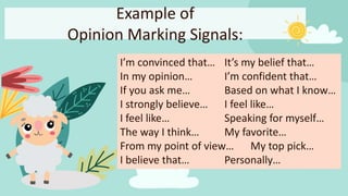 ENGLISH 8 QUARTER 2 Opinion Marking Signals | PPTX