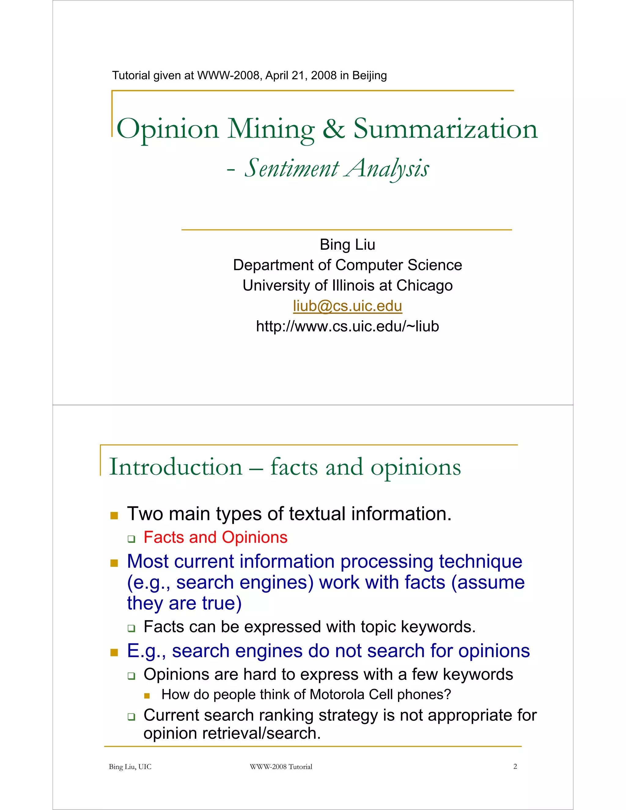 Opinion mining and summarization | PDF