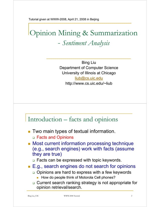 Opinion mining and summarization | PDF