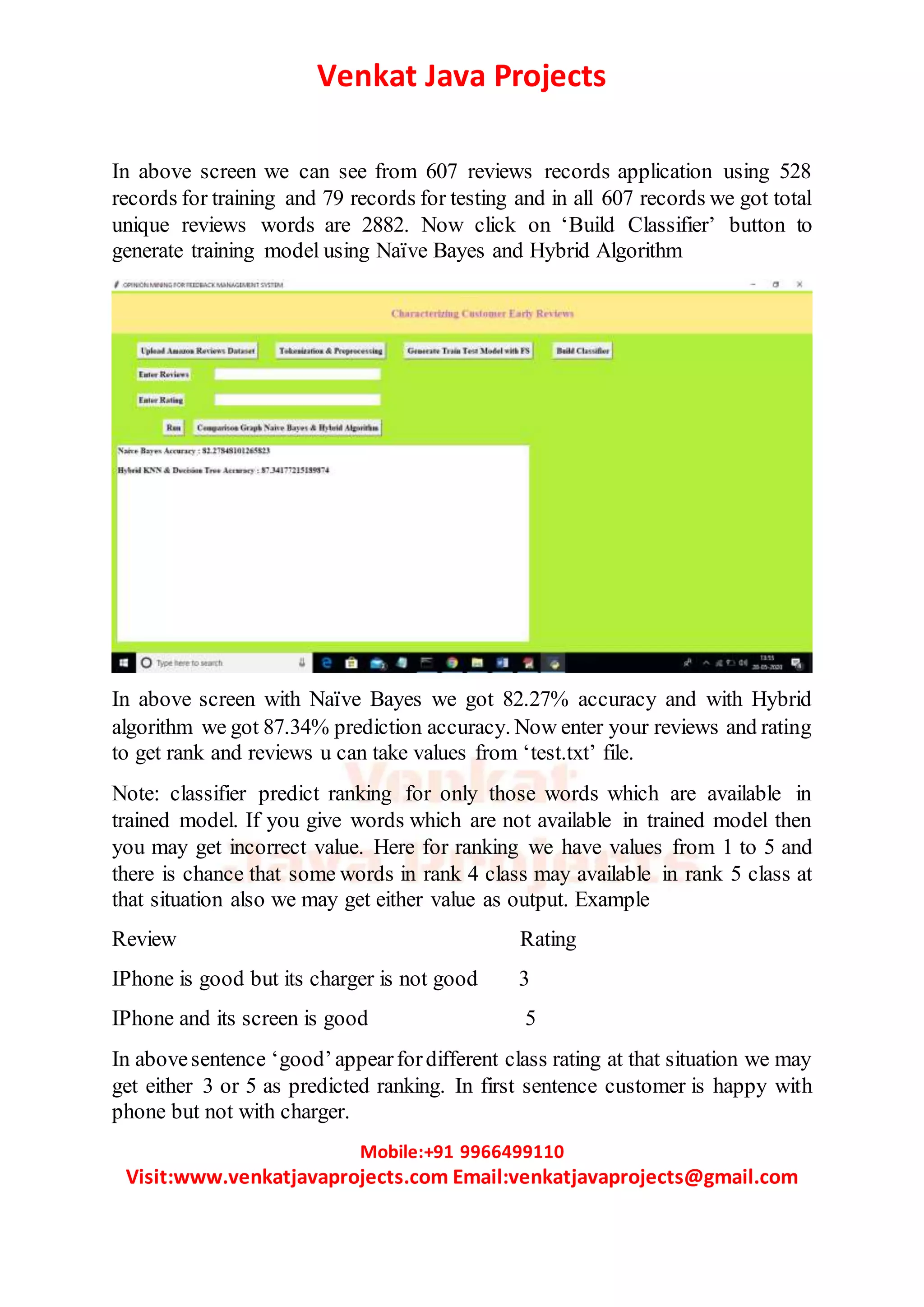 Opinion mining for feedback management system screenshots | DOCX